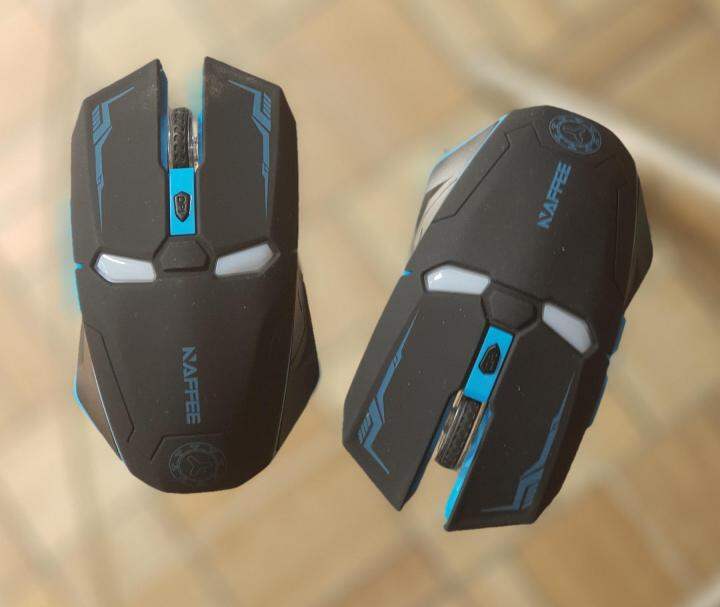Mouse Wireless Face Robot Gaming Mata LED Biru Nyala Gagah Unik ...