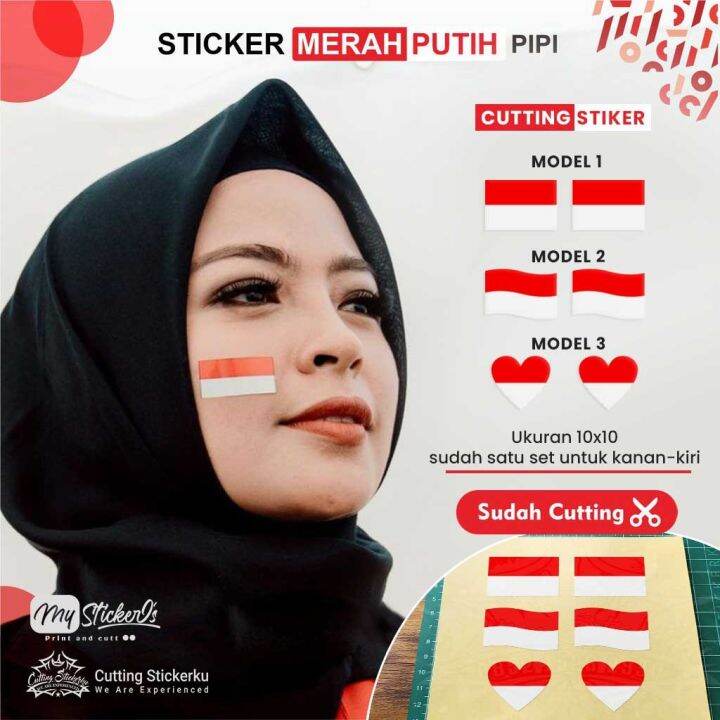 Sticker Pipi Bendera Merah Putih Stiker Muka Wajah Cutting Sticker ...