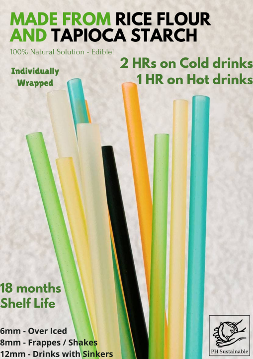 SMALL BOX DISCOUNT Edible Straws PH Sustainable. Soda Straw, Frappe ...