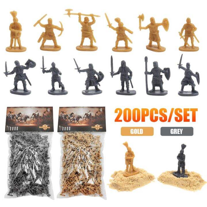 200Pcs 1:72 Scale Plastic Medieval Knight Soldiers Model Toys Action ...