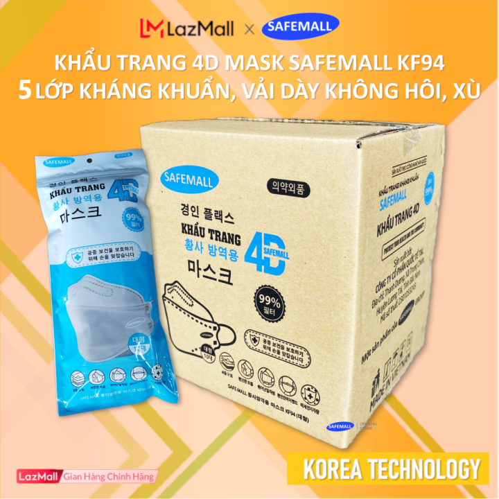 [ĐỘC QUYỀN] Thùng 300/200 chiếc khẩu trang KF94++ 5 lớp SafeMall Premium Kháng Khuẩn Kháng Bụi ...