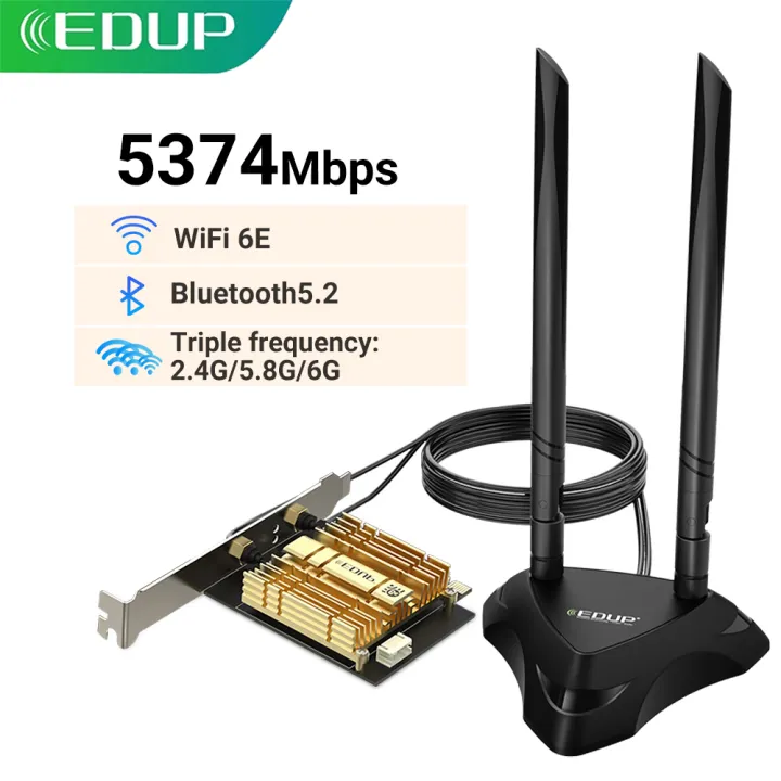 EDUP Adaptor WiFi, WiFi 6E Intel AX210 PCIE Bluetooth 5.2 MU-MIMO 2.4G/5Ghz/6G AX210NGW PCI ...