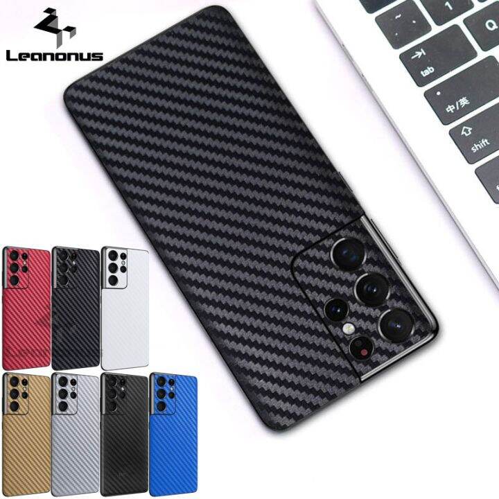 Decal Skin for Samsung Galaxy S22 S21 S23 Ultra Plus Carbon Fiber Grain Back Film Cover Wrap ...