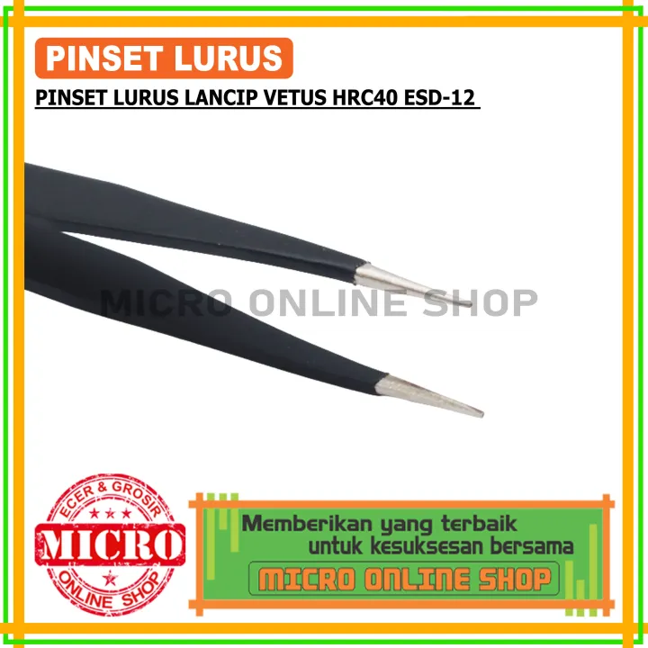Pinset Tweezer Vetus HRC40 ESD 12 Hitam Panjang 135 mm Pinset Lurus | Lazada Indonesia
