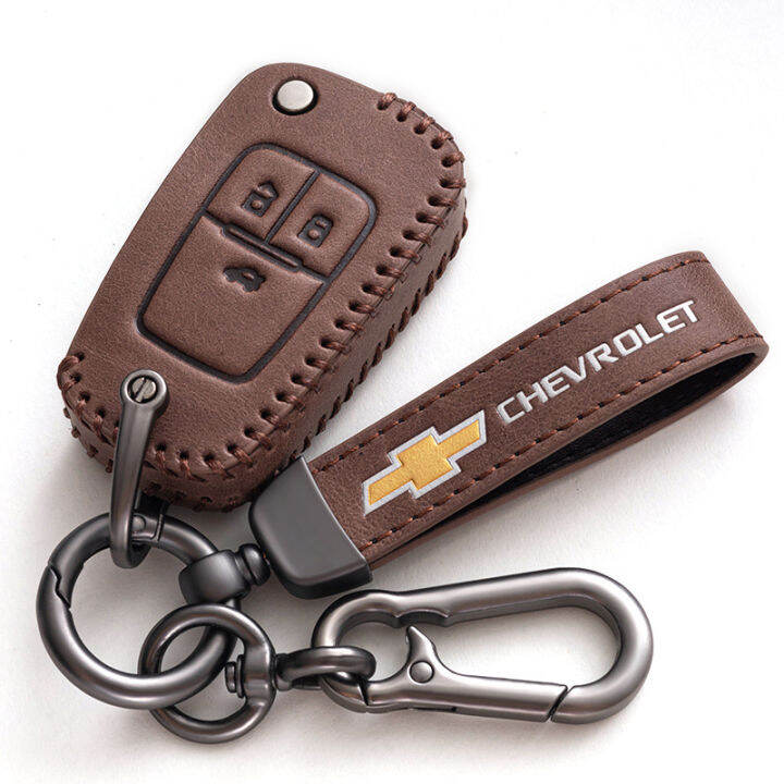 Genuine Leather Flip Car Key Fob Case Cover For Chevrolet Chevy Cruze ...