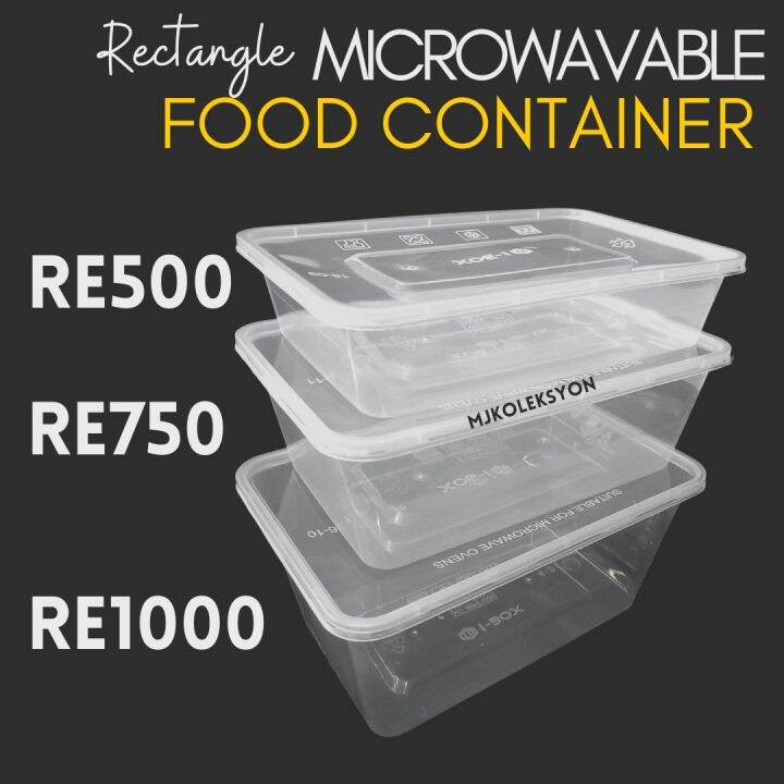 10pcs Rectangle Microwavable Food Container 500ml, 650ml, 700ml, 1000ml ...