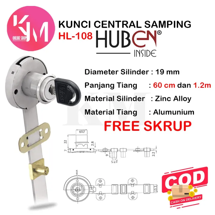 Kunci laci central sentral samping huben HL 188 kunci laci kantor huben 60cm & 120cm | Lazada ...