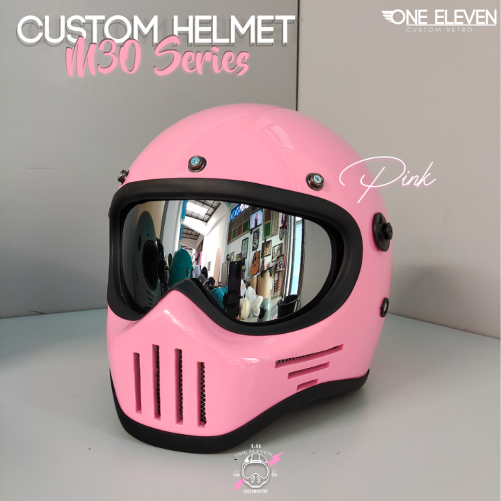 Helm Cakil M30 Pink Helm Wanita Full Face Custom Simpson Bandit Retro Classic | Lazada Indonesia