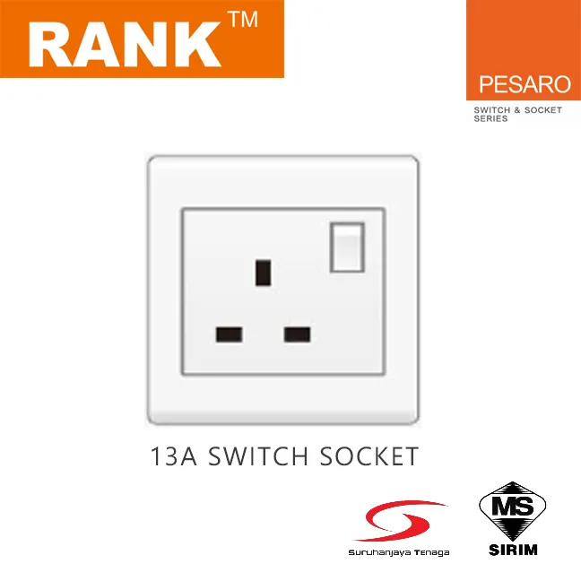 RANK PESARO SERIES 13A SWITCH SOCKET WITH SIRIM | Lazada