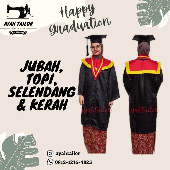 Baju toga wisuda dewasa, jubah wisuda set lengkap, baju wisuda toga ...