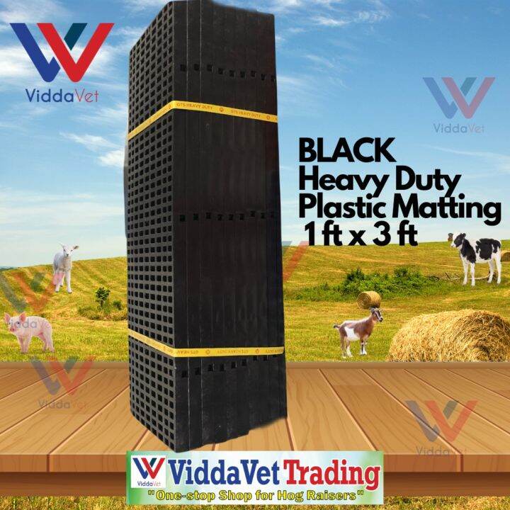 BLACK 1x3 ft. Dog Pig Plastic Matting Heavy Duty High Density Interlocking Flexible sold per ...
