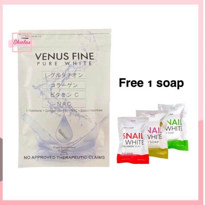 Venus Fine Pure White Glutathione and Collagen 500 mg 30 capsules | Lazada PH