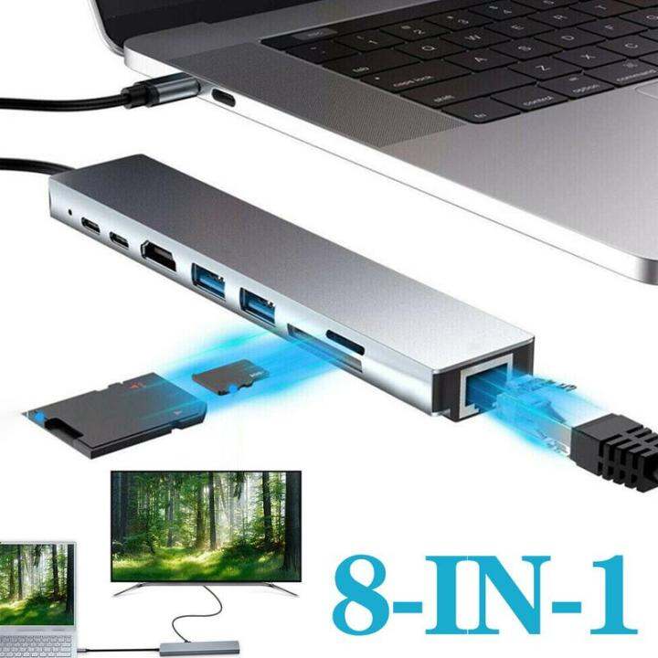 DVB USB Hub 8-Port USB 3.0 Hub 8-in-1 USB Splitter with 4K USB C to ...