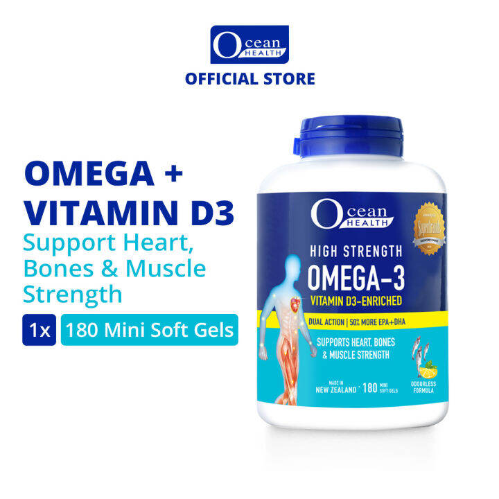 High Strength Omega-3 Vitamin D3-Enriched (180s)- Ocean Health (For ...