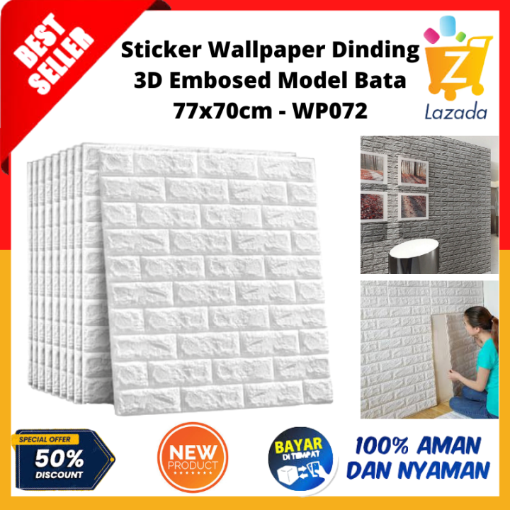 Sticker Wallpaper Dinding 3D Embosed Model Bata 77x70cm - WP072 ...