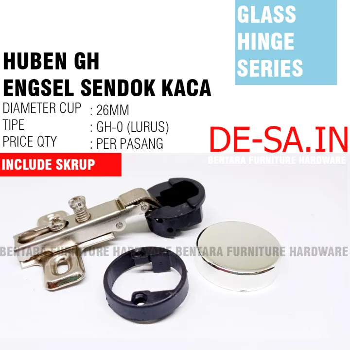2 x HUBEN GH SERIES - 26 MM ENGSEL KACA ENGSEL SENDOK GLASS HINGE GH-0 ...