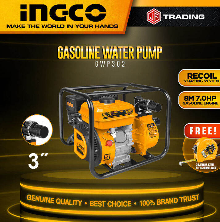 INGCO Gasoline Water Pump GWP302 (WITH FREE 3 METERS STEEL MEASURING ...