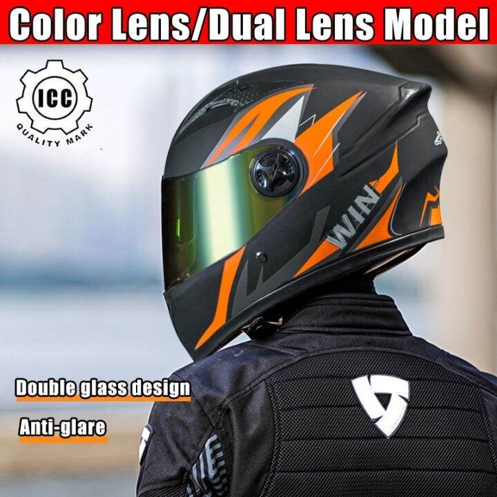 Helmet full face Color Lens/Dual Lens Model Anti glare for men and ...