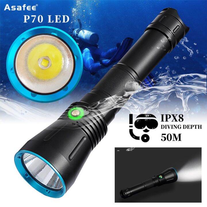 XHP70 Diving Flashlight Powerful SST70 LED Flashlight 3600lm Underwater ...