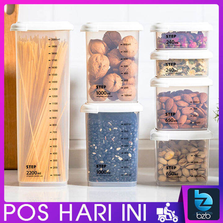 5 Capacity Transparent Plastic Sealed Cans Kitchen Storage Box Food ...