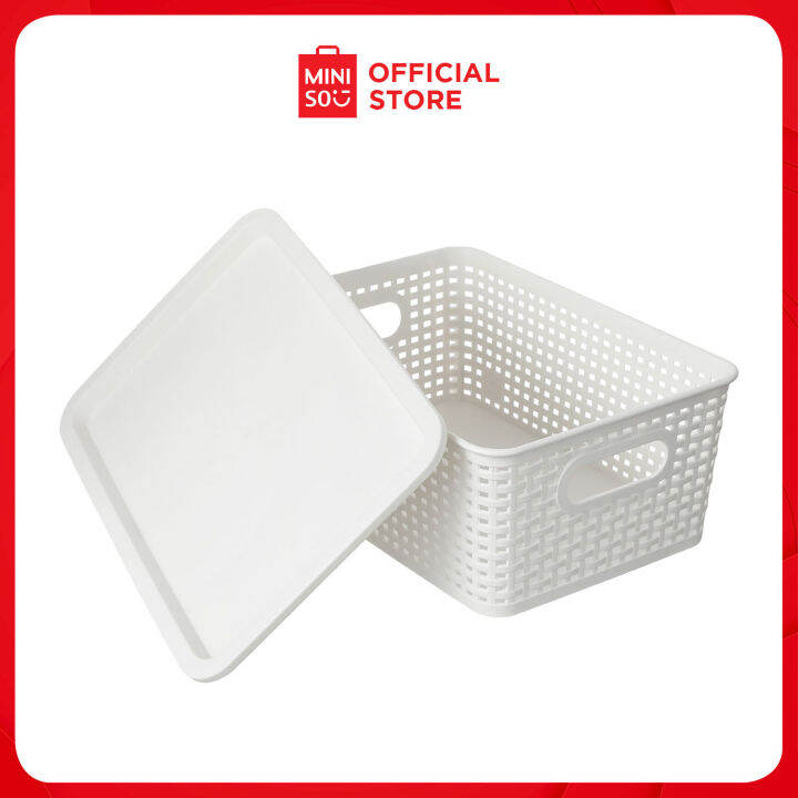 MINISO Plaid Storage Basket with Cover (L) | Lazada PH