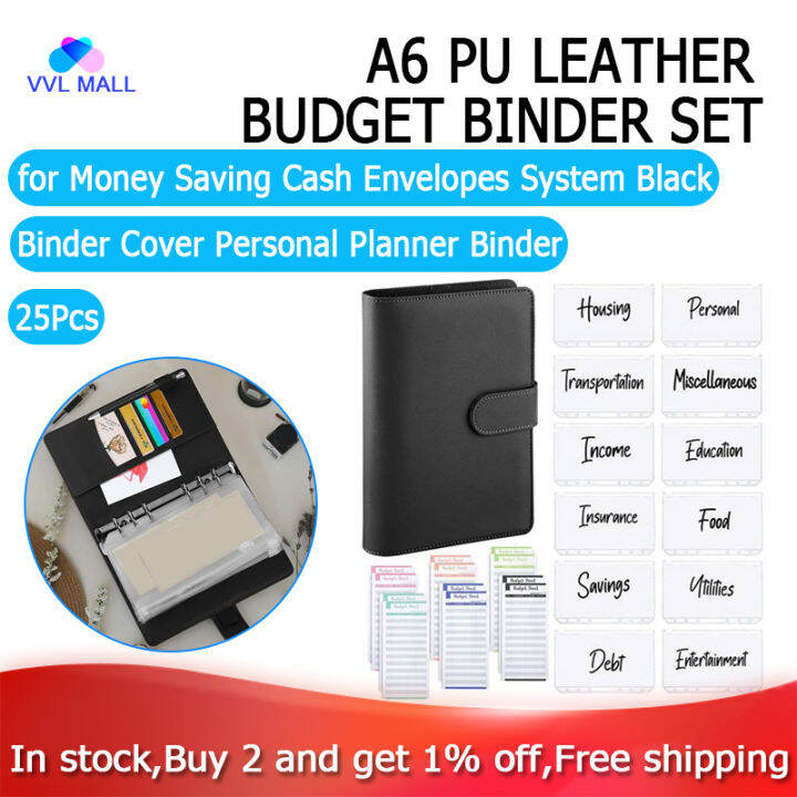 [In Stock][COD]25Pcs A6 PU Leather Budget Binder Set, Binder Cover ...