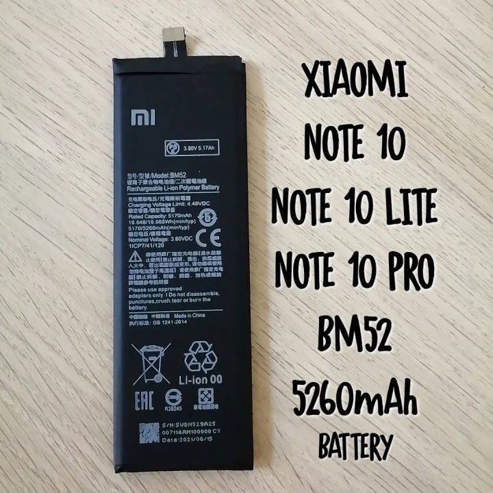 XIAOMI NOTE 10 / NOTE 10 LITE / NOTE 10 PRO ORIGINAL BATTERY ( BM52 ...