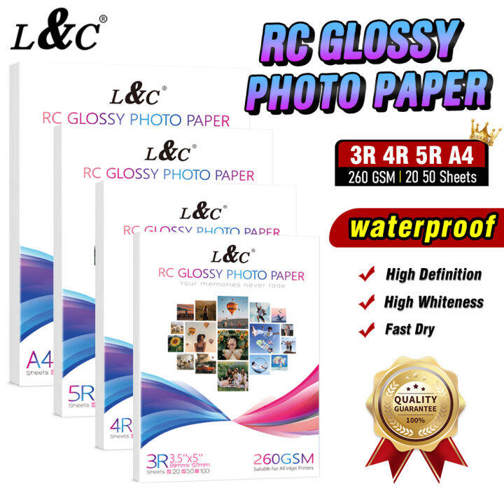 【PH Ready Stock】L&C RC Waterproof Photo Paper Single Sided High Glossy ...