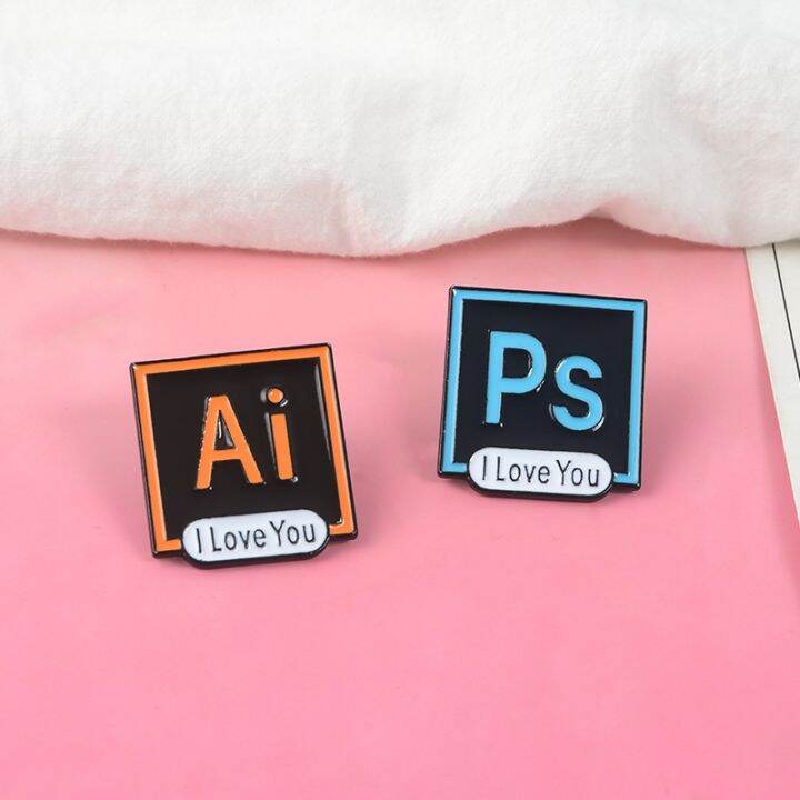Photoshop Adobe Illustrator Enamel Pins Ps/AI I LOVE YOU Enamel PIN ...