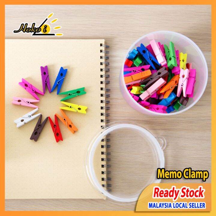 Paper Clip Memo Clamp Color Wood Push Pin Photo Clip Office Penyepit ...