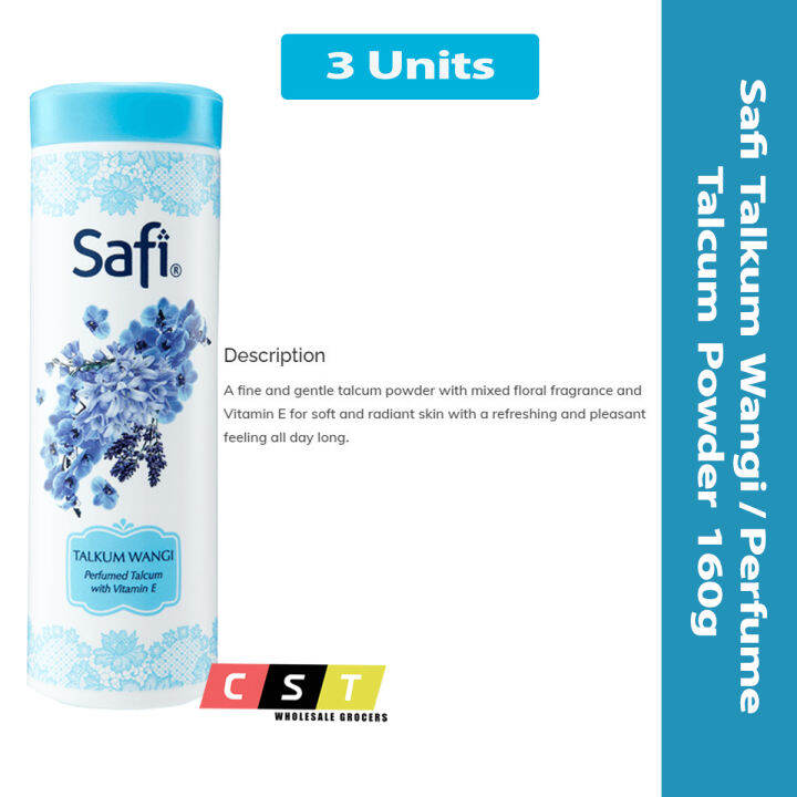 Safi Talkum Wangi Perfume Talcum Powder 160g [Blue] X 3 Units | Lazada