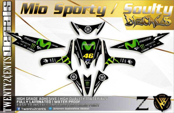 Yamaha mio sporty / soulty Decals High-Quality Stickers (movistar ...