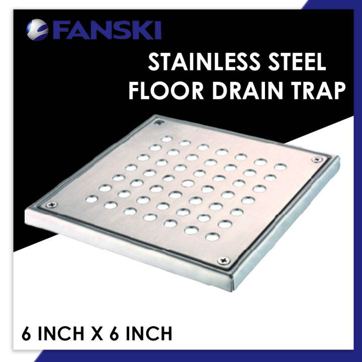 6 X 6 STAINLESS STEEL GRATING WITH FILTER FLOOR DRAIN TRAP ANTI-ODOUR ...
