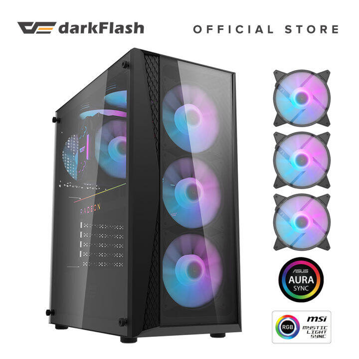 DarkFlash DK151/DK351 Plus Full transparent glass design front panel ...
