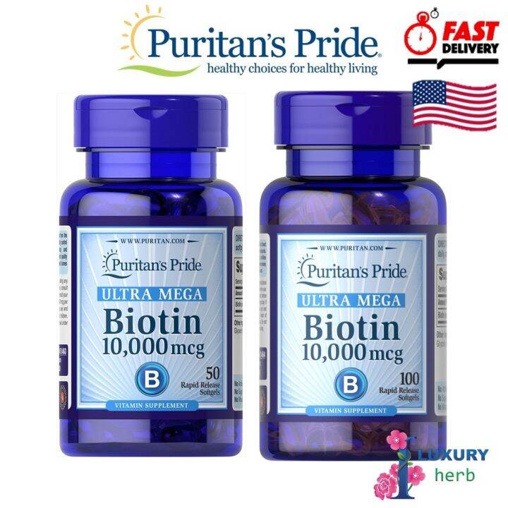 Biotin 10000 mcg 50/100 Rapid Release Softgels Puritan's Pride | Lazada ...