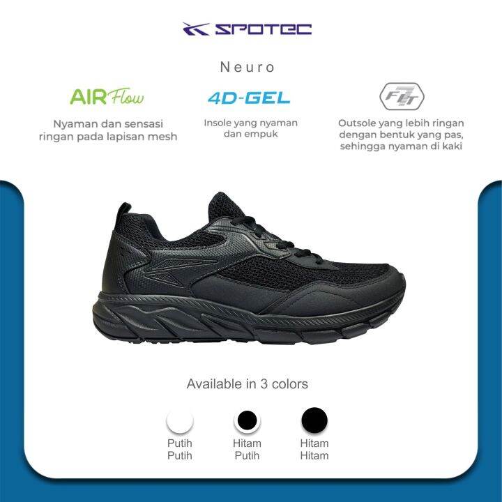 SPOTEC Sepatu STUDENT Artikel NEURO-hitam/hitam | Lazada Indonesia