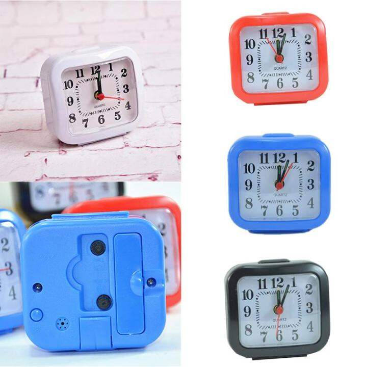 Battery Operated Alarm Clock Tick Small Number Bedside Clocks Table ...