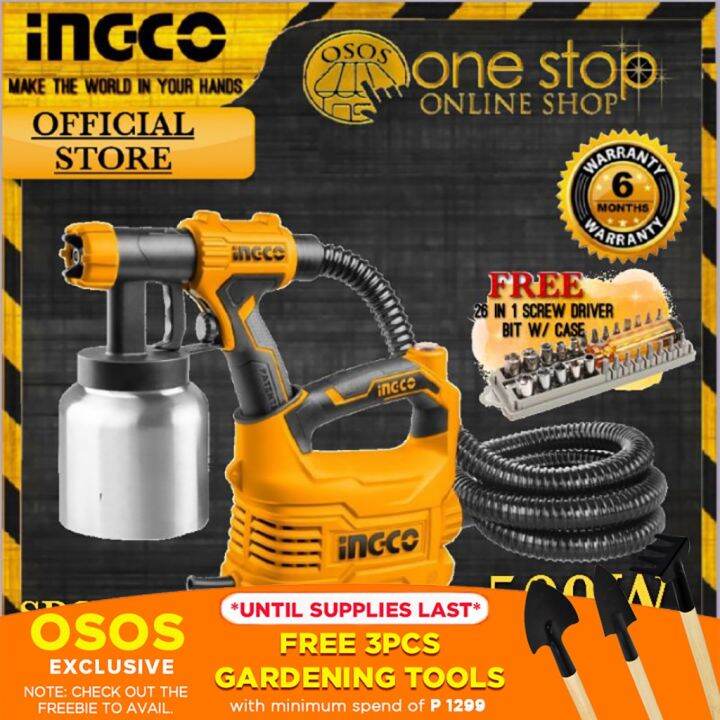 INGCO ELECTRIC SPRAY GUN Electric Paint Sprayer w/ STAINLESS CAN FREE ...