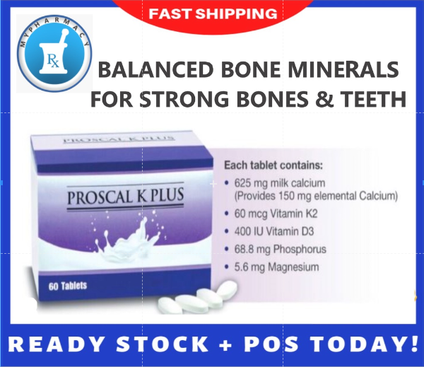 PROSCAL K PLUS 60'S [EXP 19.07.2024] BALANCED BONE MILK MINERALS CALCIUM VITAMIN K VITAMIN D ...