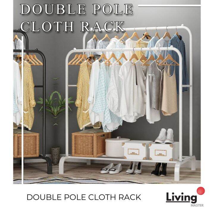 Single / Double Pole Clothes Rack Strong Powder Coated Drying Rack ...
