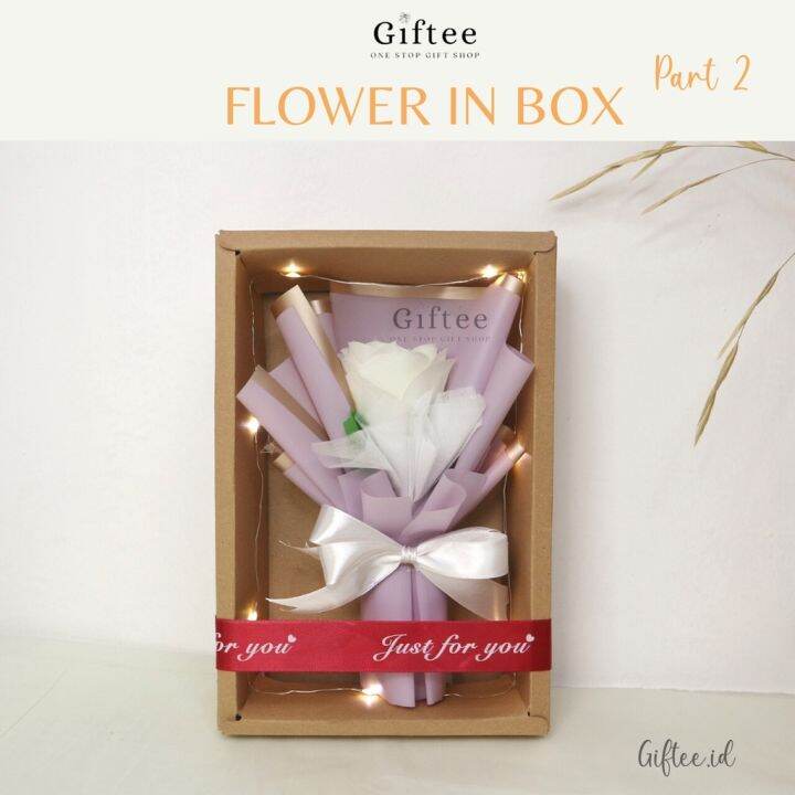 FLOWER IN BOX WITH LED LAMP BUKET BUNGA DALAM KOTAK DENGAN LAMPU GIFT ...