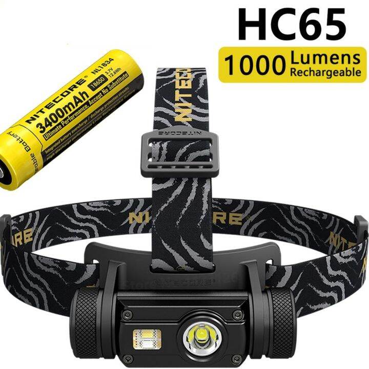 Original Nitecore HC65 Headlamp 1000LM Triple Output Ourdoor Headlight ...