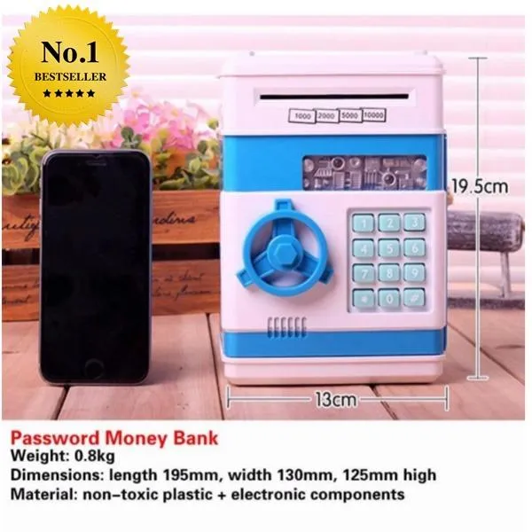 Atm bank toy for children ตู้เอทีเอ็มดูดแบงค์อัตโนมัติ สีฟ้า | Lazada.co.th