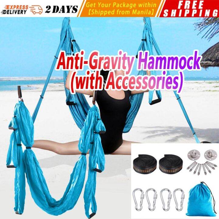 【Anti-Gravity Hammock(with Accessories)】Adjustable Aerial Yoga Strap Hammock Swing Stretching ...