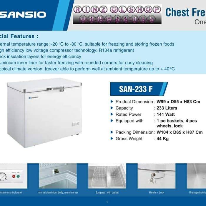 Sansio SAN-233F Chest Freezer 233 Liter | Lazada Indonesia