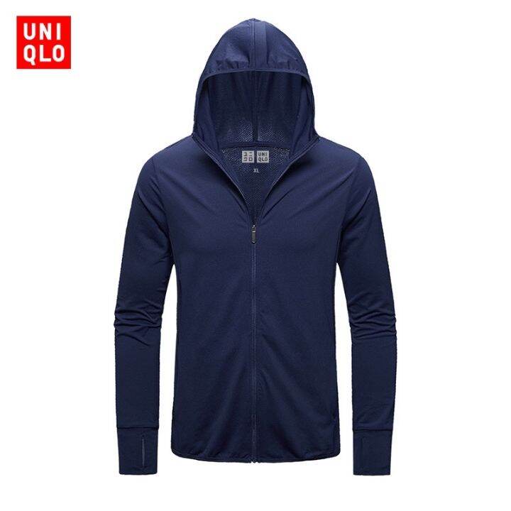 UNIQLO เสื้อแจ็กเก็ตกันแดด มีฮู้ด แบบแห้งเร็ว ระบายอากาศได้ดี แฟชั่นฤดูร้อน สําหรับผู้ชาย ไซซ์ M ...
