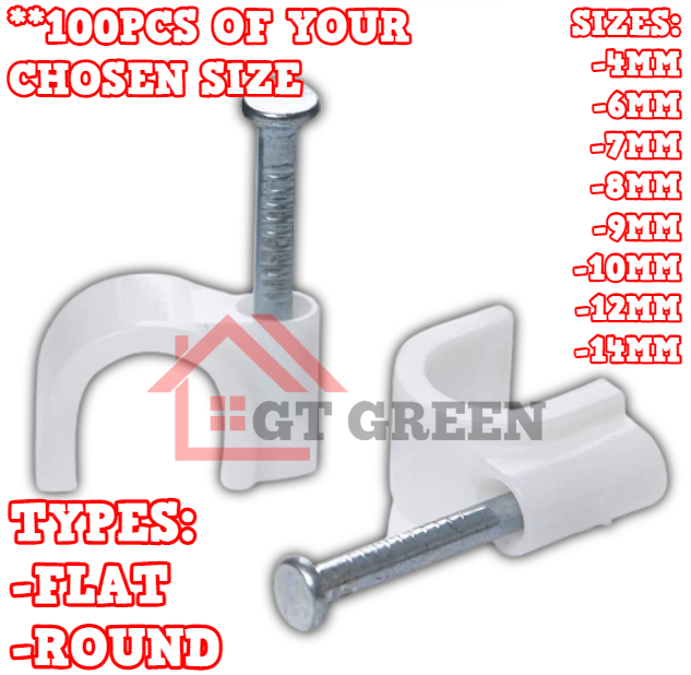100PCS WHITE CABLE CLIPS PVC NAIL CABLE WIRE CLIP WALL HANGING CLAMP C CLAMP (4MM, 6MM, 7MM, 8MM ...