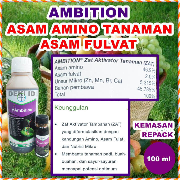 Ambition 100 ML Repack Pupuk Asam Amino Fulvat Tanaman Organik Cair ...