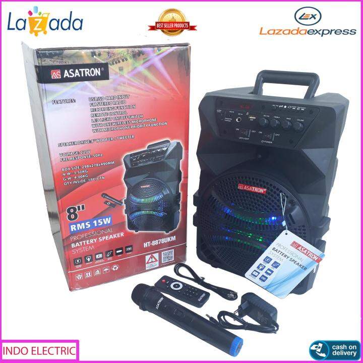 Speaker Portable Amplifier Wireless Meeting ASATRON HT-8878 UKM 8inch ...