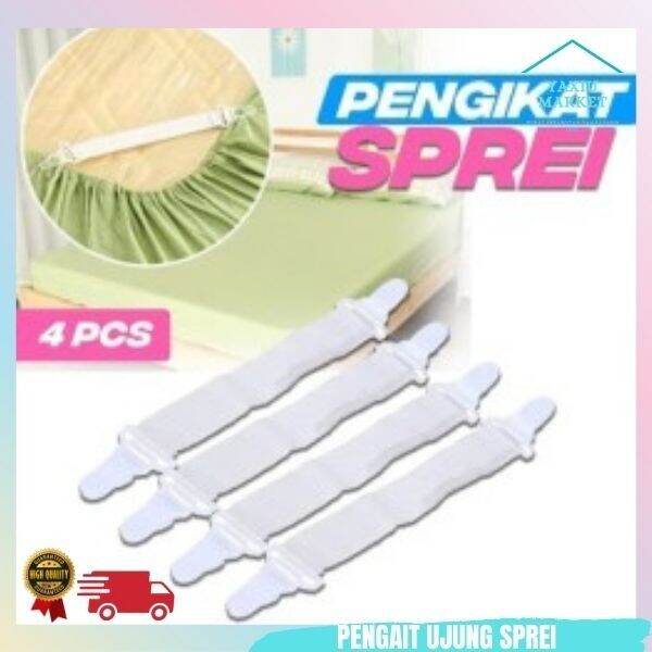 Sheet grippers 1 bungkus isi4pc pengait ujung seprei Sudut Tali Karet ...
